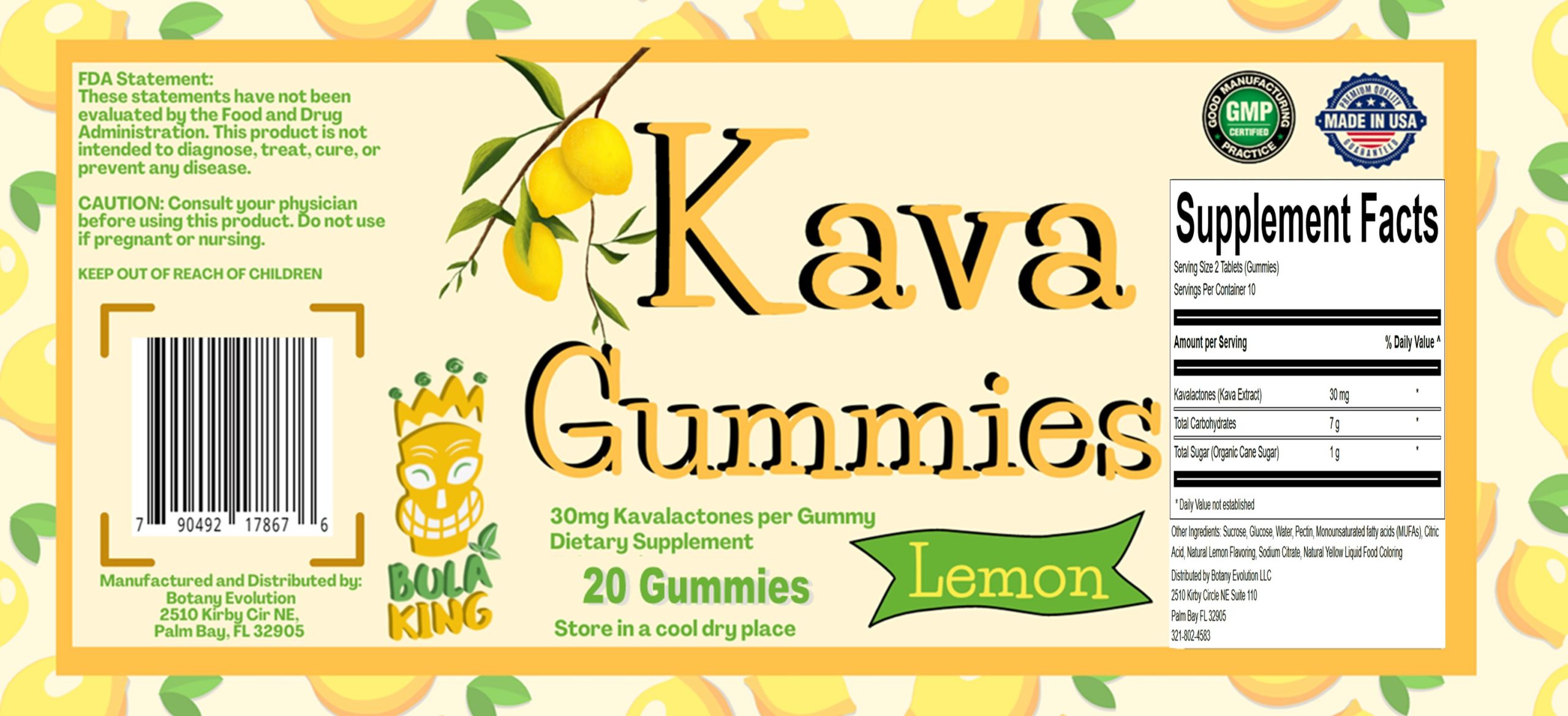 Bula King Lemon Flavored Kava Gummy - Kava Depot (21 count)